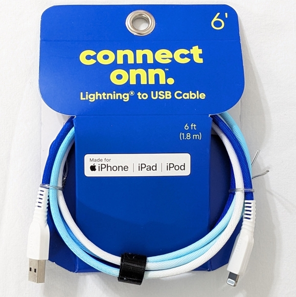 Cell Phones & Accessories | New Connect Onn 6 Ft Blue White Lightning ...